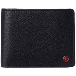 alpine swiss Men's Genuine Leather Wallet Slim Flip-out Bifold, Black, One Size