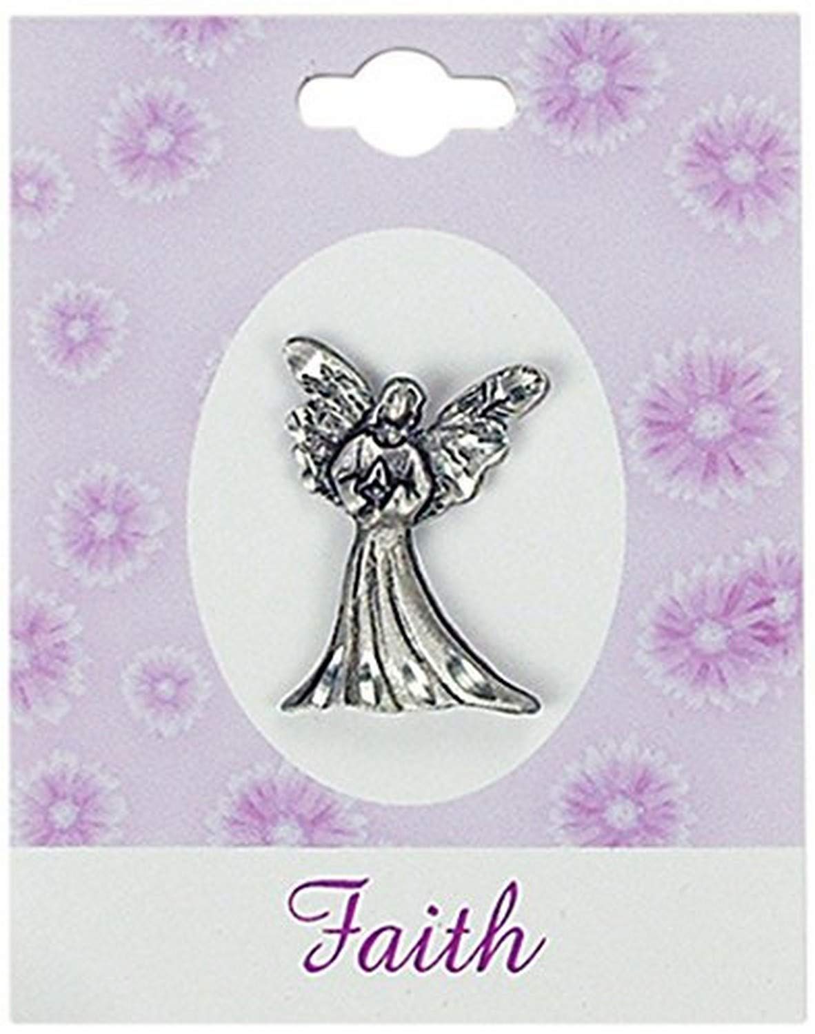 Faith Angel Lapel Pin, Silver Guardian Angel Jewelry Pin For Women, 3/4 Inches Tall, by Abbey + CA Gift