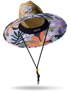 straw hat for men & women | lifeguard hat, beach hat & sun hat | upf 50+ wide brim for sun protection | one size | blackout | hemlock