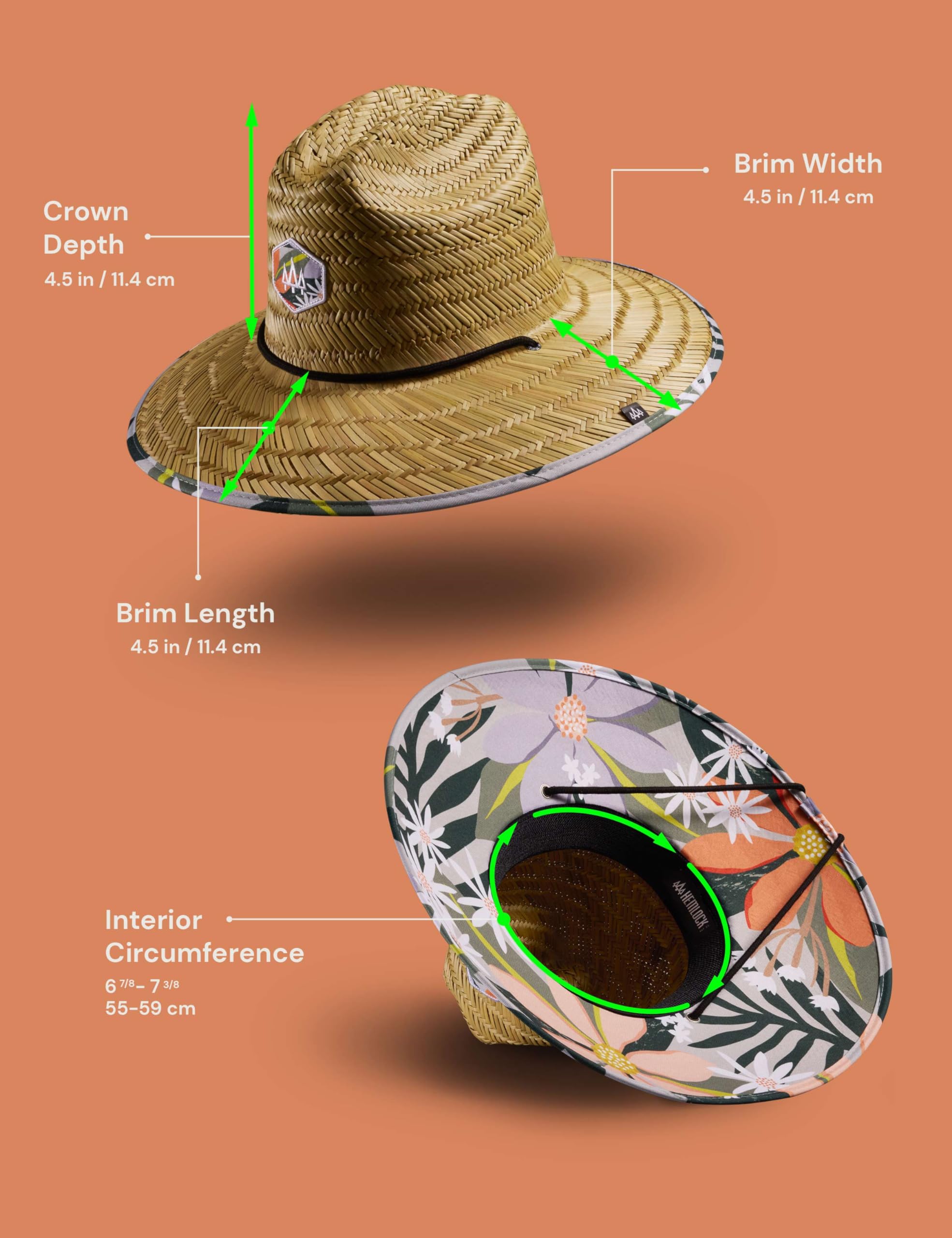 Straw Hat for Men & Women | Lifeguard Hat, Beach Hat & Sun Hat | UPF 50+ Wide Brim for Sun Protection | One Size | Blackout | Hemlock