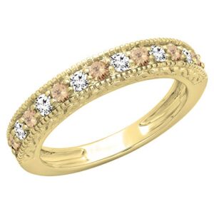 dazzlingrock collection 0.55 carat (ctw) 14k champagne & white diamond stackable wedding band for women 1/2 ct, yellow gold, size 5.5