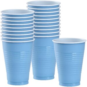 light blue solid color plastic party cup (12 oz.) 20 count - premium quality and durable, perfect for any celebration