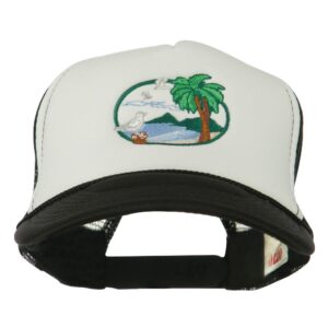 e4hats.com fishing beach seagulls embroidered foam mesh back cap - black white osfm