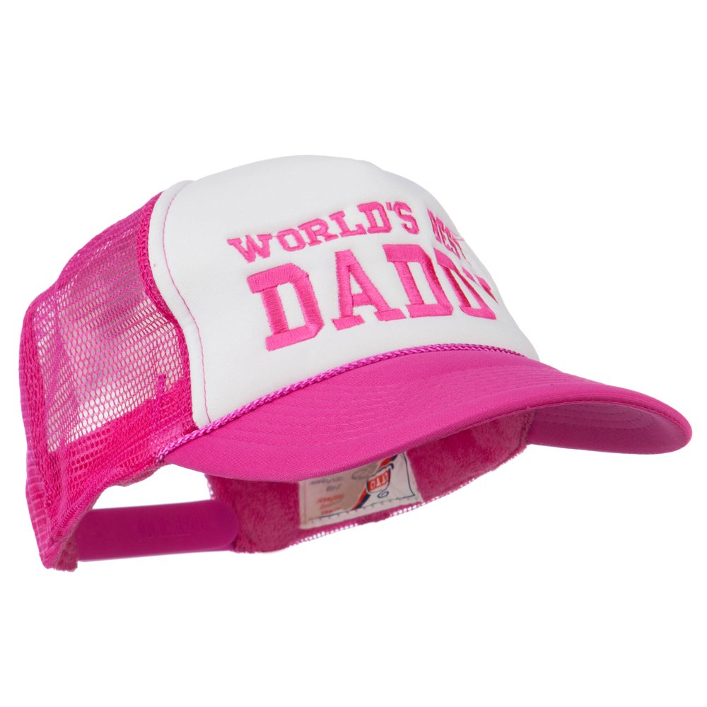 World's Best Daddy Embroidered Foam Mesh Back Cap - Hot Pink White OSFM