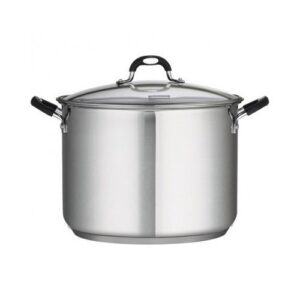 16 qt tramontina stainless steel covered stockpot, induction ready, 3ply base, clear lid