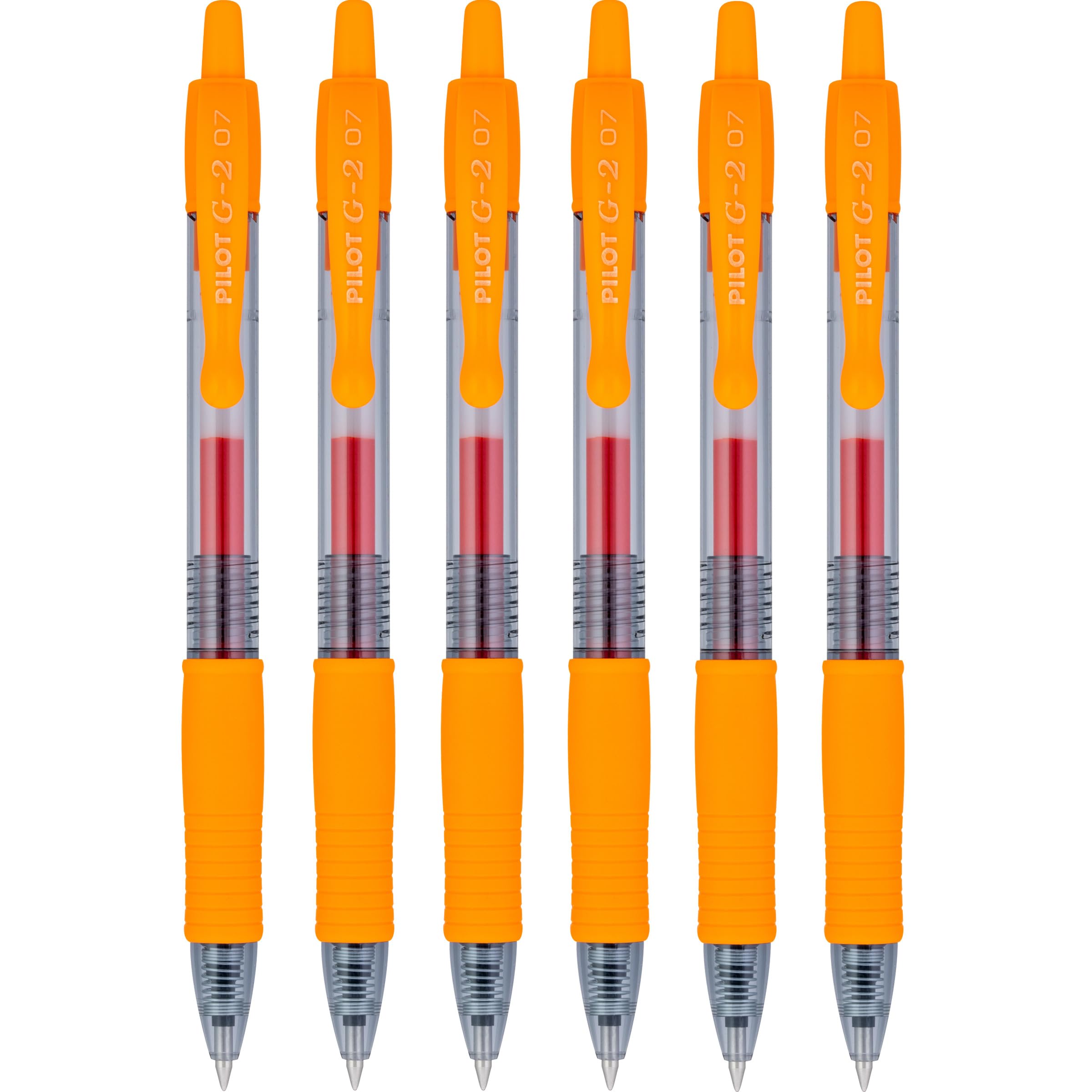 PILOT G2 Premium Refillable & Retractable Rolling Ball Gel Pens, 0.7mm Fine Point, Orange, 6-Pack