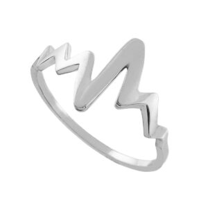 modern contemporary rings dainty 925 sterling silver lifeline pulse heartbeat ring (size 12.25)