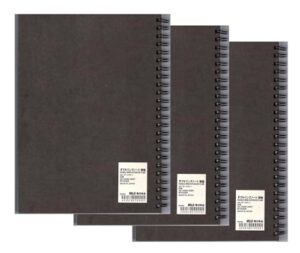 muji double ring blank notebook a5-size unruled 80sheets - pack of 3books