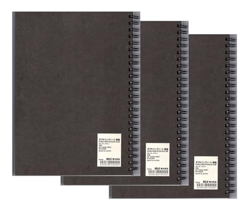 MUJI Double Ring Blank Notebook A5-size Unruled 80sheets - Pack of 3books