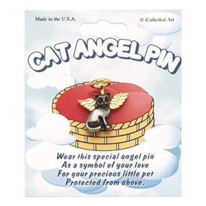 cathedral art (abbey & ca gift cat angel pin, comes on card, one size, pewter & goldtone