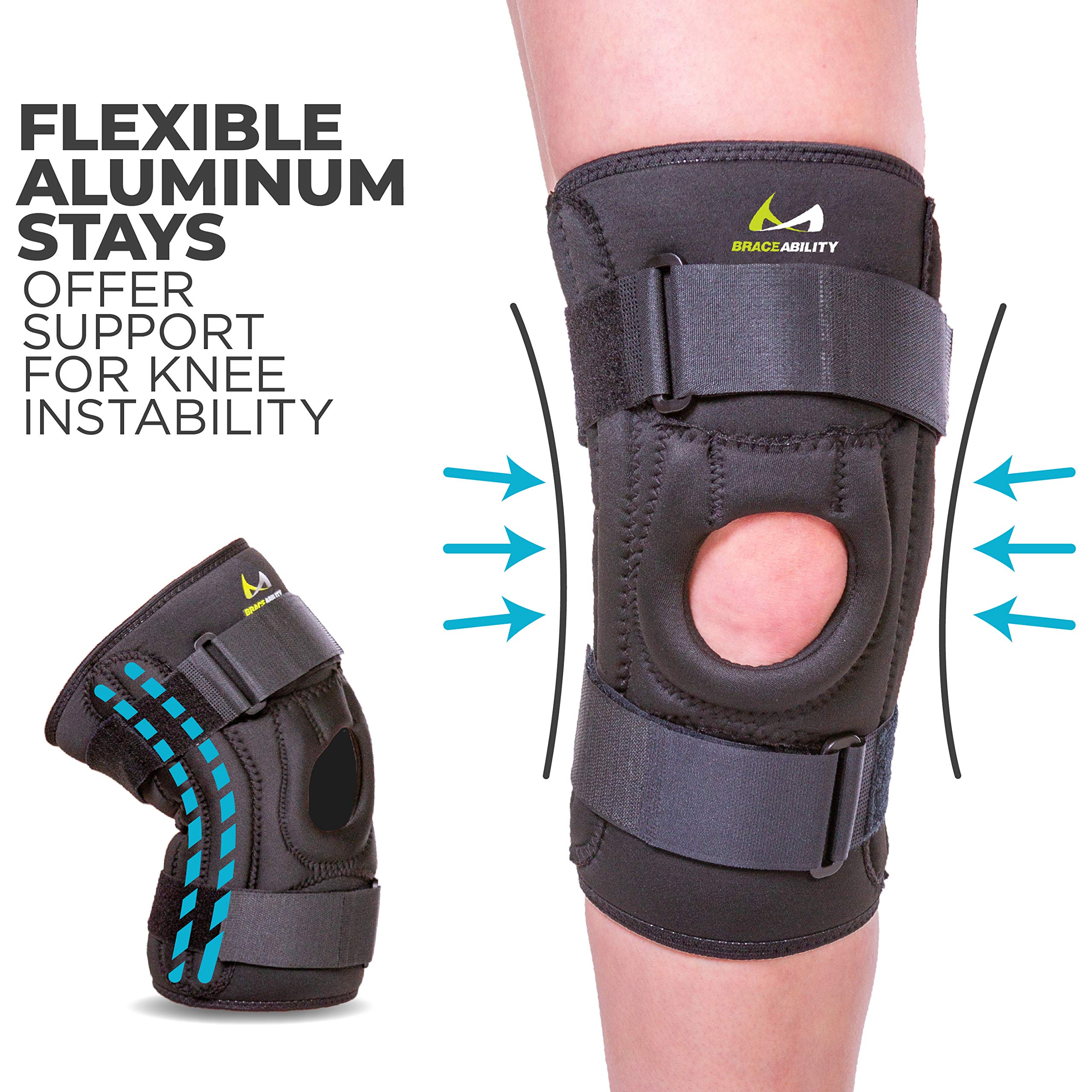 BraceAbility Plus Size Chondromalacia Knee Brace - XXL U-Shaped Patellofemoral Pain Syndrome Under Kneecap Stabilizing Support for Patellar Tendonitis, Meniscus Tears, Arthritis Support (2XL)