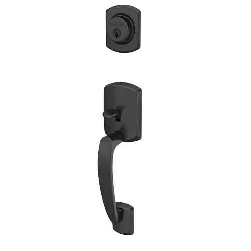 Schlage F58 GRW 622 Greenwich Single Cylinder Exterior Entrance Handleset, Matte Black (Exterior Half Only)