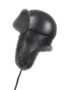 zavelio unisex shearling sheepskin leather aviator russian ushanka trapper winter fur hat large black