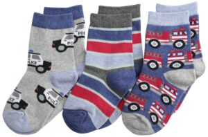 jefferies socks boy's rescue vehicles crew 3 pair pack, speedy, small