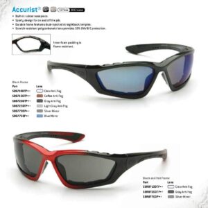 Pyramex Safety Accurist Safety Glasses Black Silver Mirror Lens