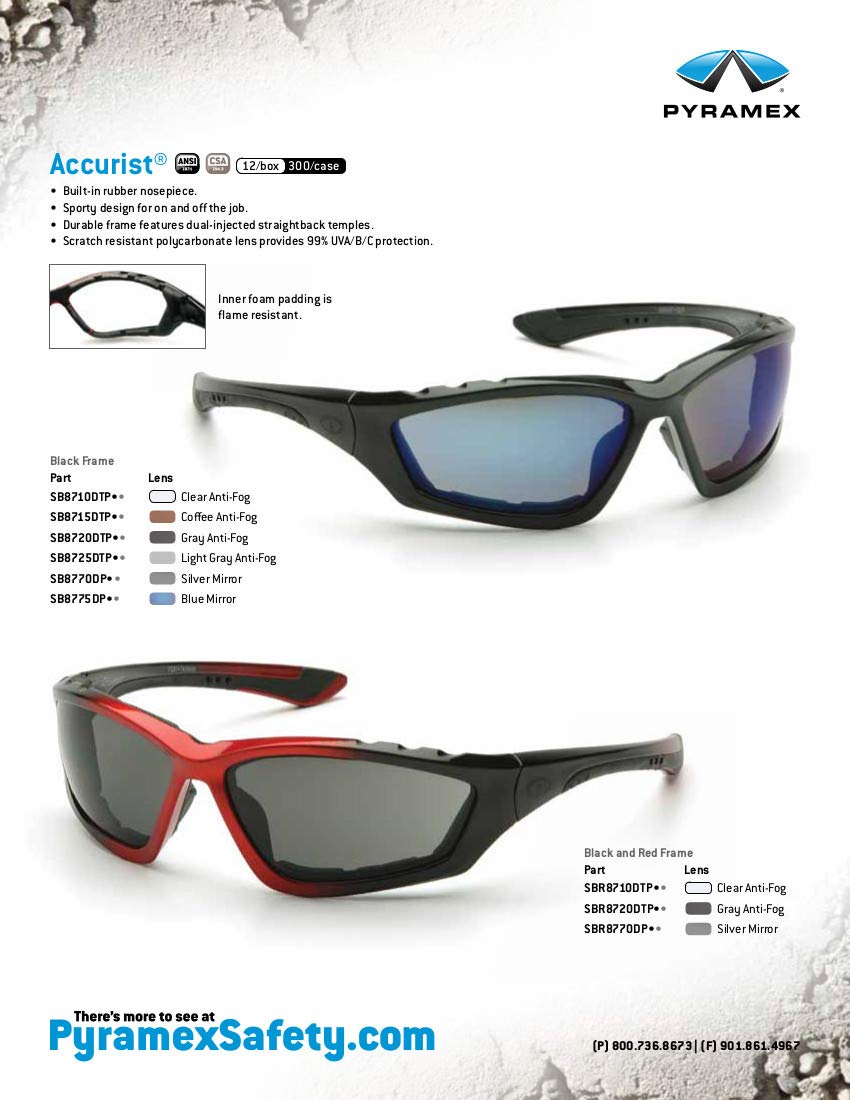 Pyramex Safety Accurist Safety Glasses Black Silver Mirror Lens