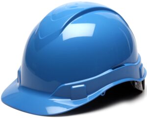 pyramex safety ridgeline hard hat 4pt w/ glide lock, light blue, hp44162