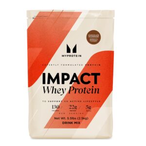 myprotein impact whey protein powder, 5.5 lbs (75 servings) chocolate milkshake, 22g protein & 5g bcaa per serving, protein shake for superior performance, muscle strength & recovery, gluten free