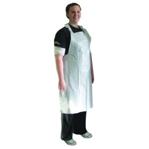 ammex poly apron, self tie, 1.75 mil, 28" x 46", 50 count/box; 4 boxes/case, white, case of 200