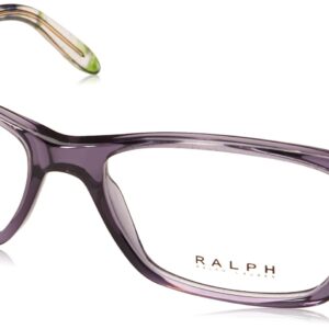 Ralph by Ralph Lauren Women's RA7039 Square Prescription Eyewear Frames, Shiny Transparent Violet/Demo Lens, 53 mm