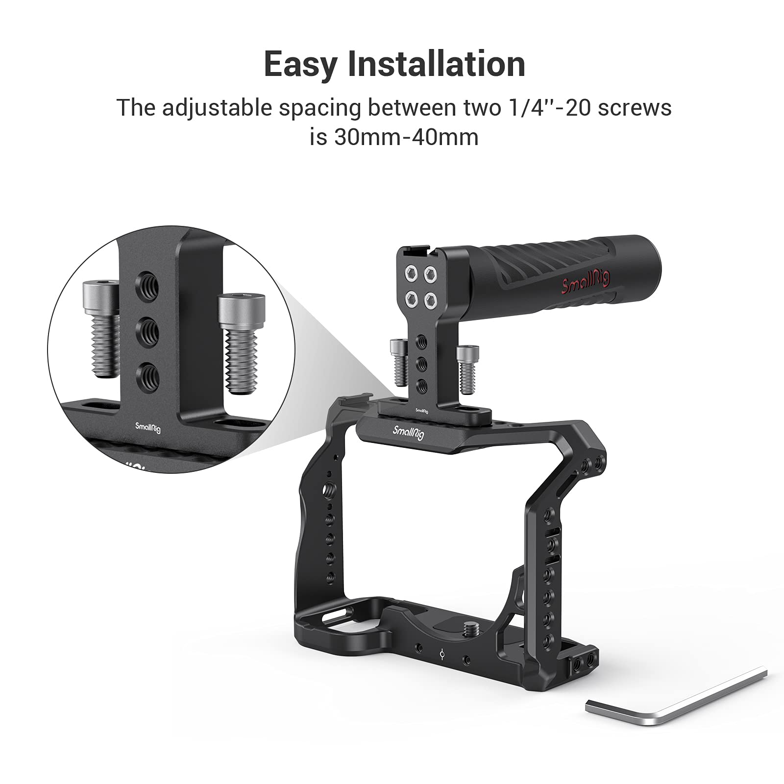 SMALLRIG Camera Top Handle Grip with Top Cold Shoe Base for DSLR Camera Cage Video Camcorder Rig, Rubber - 1446