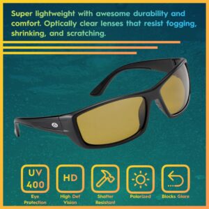 Flying Fisherman Unisex-Adult Buchanan Sunglasses, Matte Black Frames/Yellow-Amber Lens, Medium