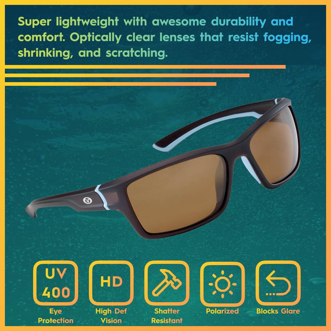 Flying Fisherman mens Cove Sunglasses, Matte Crystal Frames/Tobacco Amber Lenses, Medium US