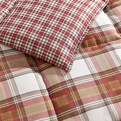 Eddie Bauer - Comforter Set, Reversible Alt Down Bedding with Matching Shams, Breathable Home Decor for All Seasons (Edgewood Red/Beige, Queen)