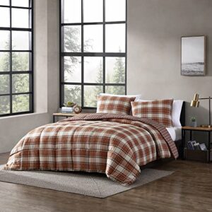 Eddie Bauer - Comforter Set, Reversible Alt Down Bedding with Matching Shams, Breathable Home Decor for All Seasons (Edgewood Red/Beige, Queen)