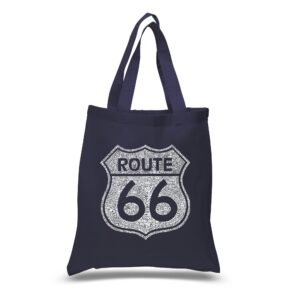 la pop art, cities along route 66 - tote bag navy blue