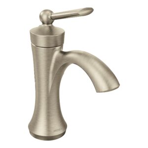 moen wynford brushed nickel one-handle high-arc bathroom faucet with drain assembly, 4500bn