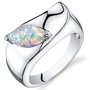 peora created opal ring sterling silver marquise cut 1.00 carats size 9