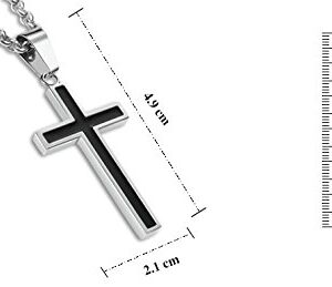 Honeystore Unisex Titanium Steel Rolo Chain Crucifix Cross Pendant Easter Prayer Necklace Length 20.86 inches