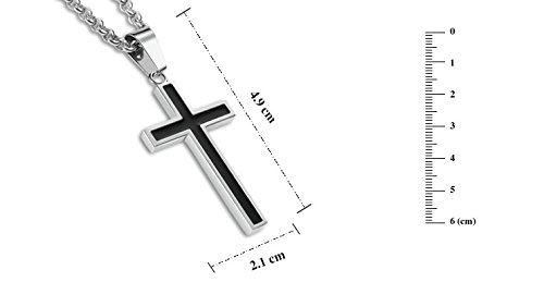 Honeystore Unisex Titanium Steel Rolo Chain Crucifix Cross Pendant Easter Prayer Necklace Length 20.86 inches