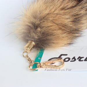 Fosrion Real Fox Tail Fur Keychain Clasp Fashion Charm Cosplay Toy (Red & Thin)