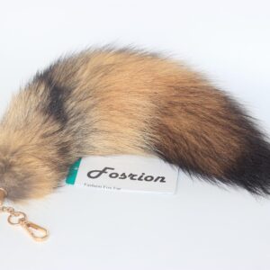 Fosrion Real Fox Tail Fur Keychain Clasp Fashion Charm Cosplay Toy (Red & Thin)