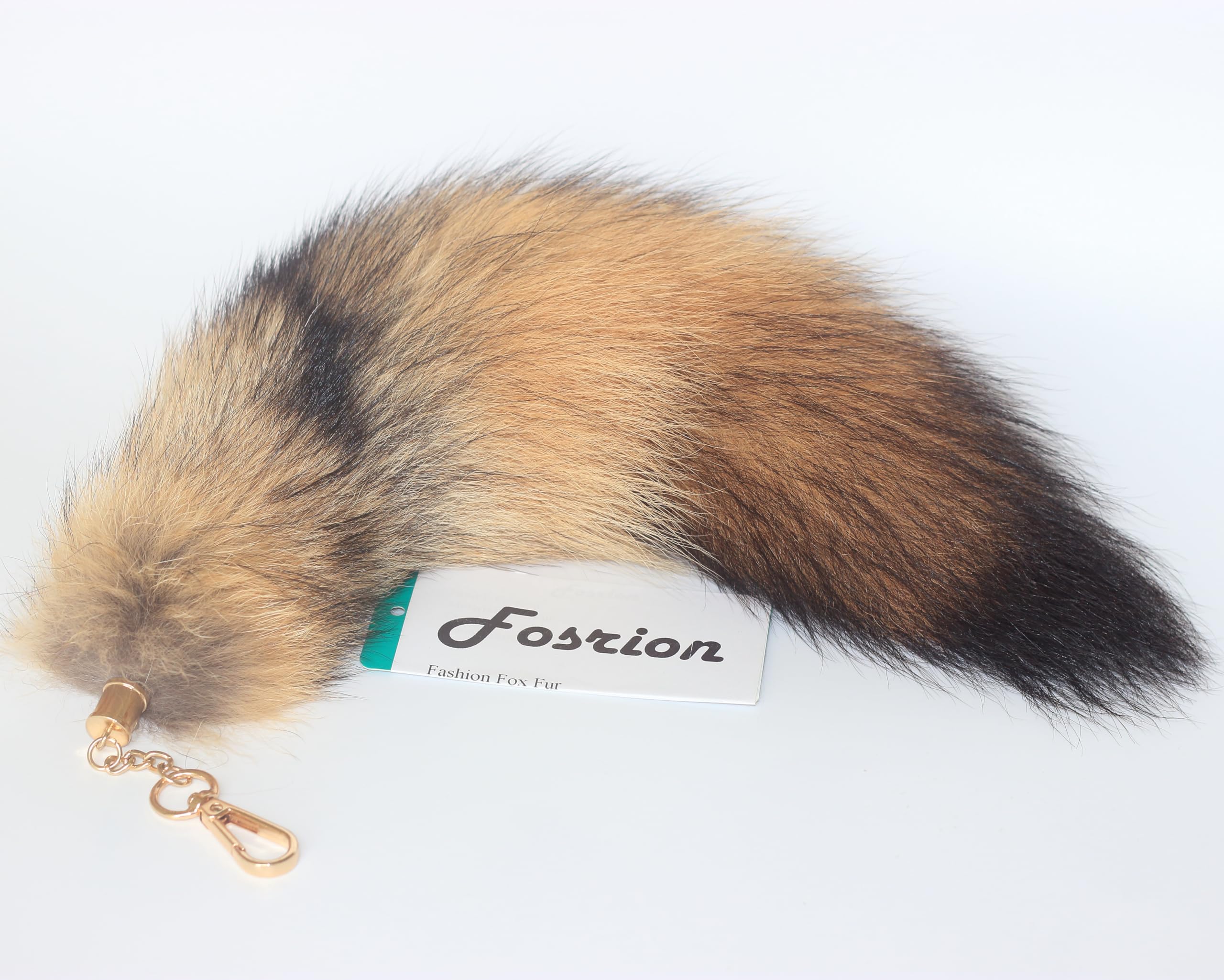 Fosrion Real Fox Tail Fur Keychain Clasp Fashion Charm Cosplay Toy (Red & Thin)