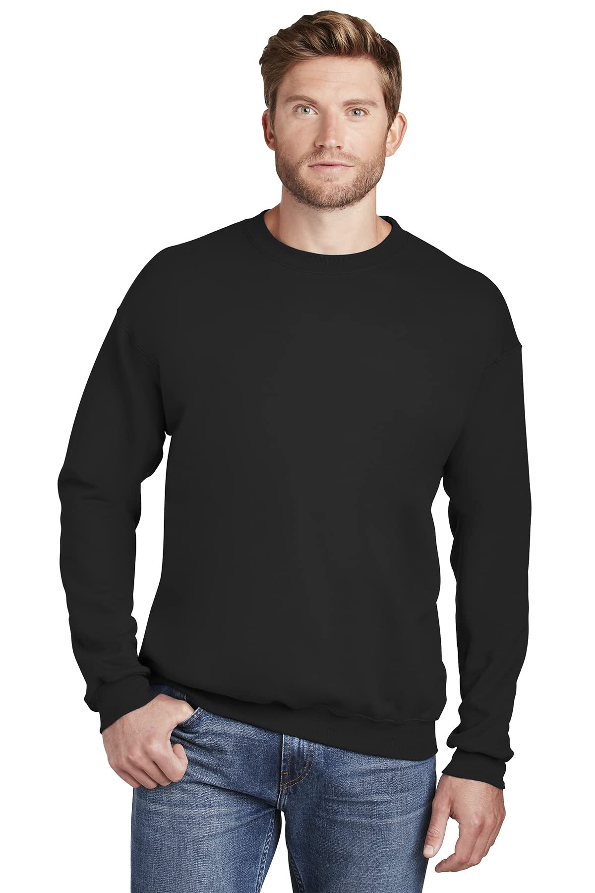 Joe's USA Adult Classic Crewneck Sweatshirt-L-Black