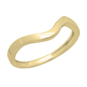 dazzlingrock collection 14k ladies anniversary wedding stackable contour band guard ring, yellow gold, size 7