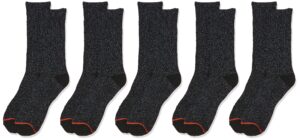 weatherproof mens 5 pack thermal crew hiking socks, black, 10 13 us