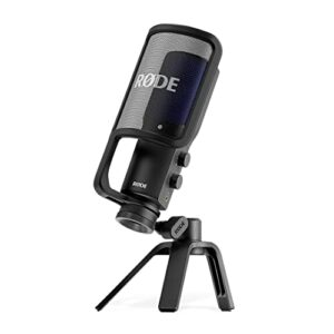 rØde nt-usb+ professional-grade usb condenser microphone for recording studio quality audio directly to a computer or mobile device, black