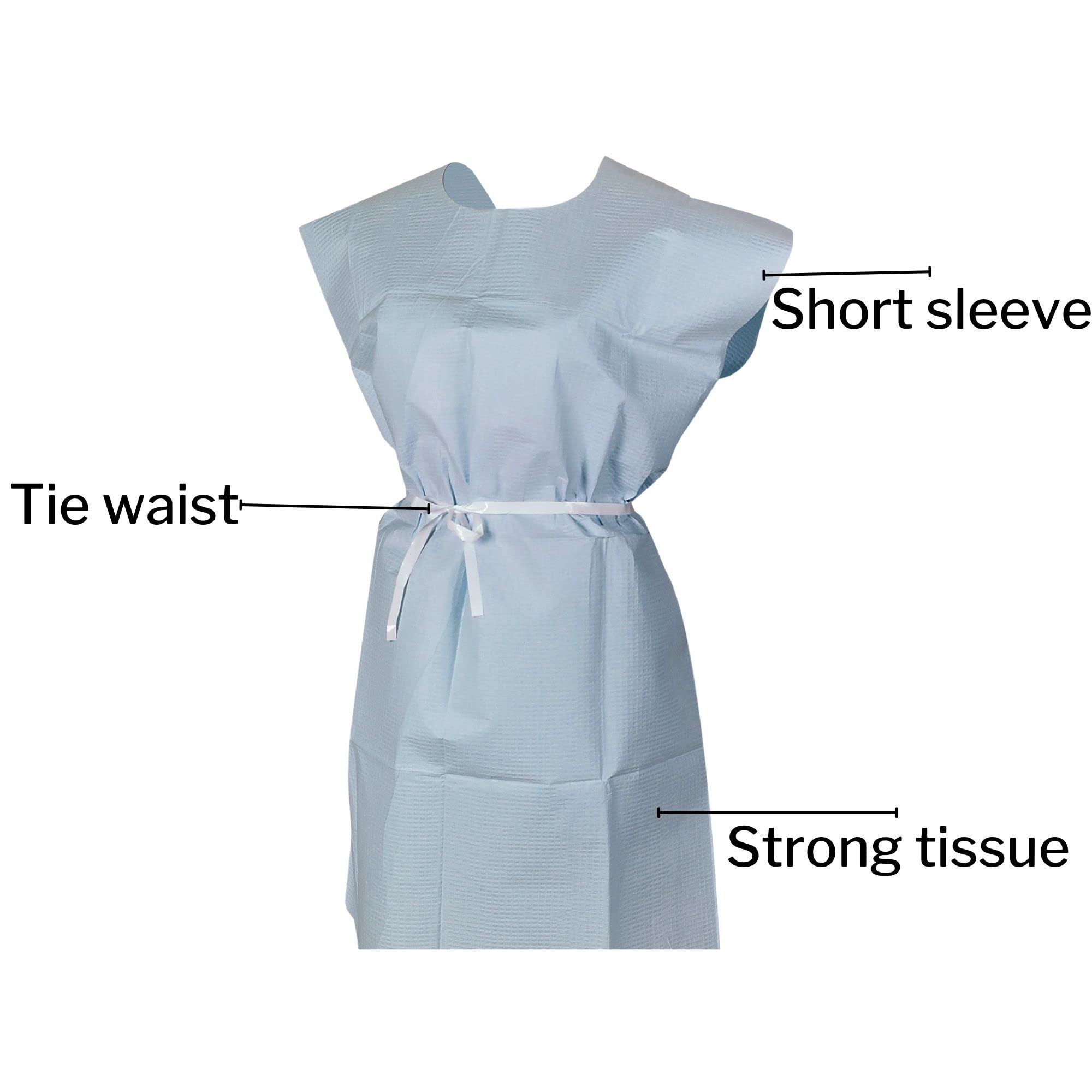 McKesson Patient Exam Gowns, Tissue/Polyester, Disposable, Blue, One Size Fits Most, 50 Count