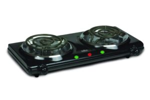 salton portable double cooktop, 3.45 lb, black