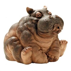 design toscano eu35009 hanna the hippo african decor piped pond spitter statue water feature, full color