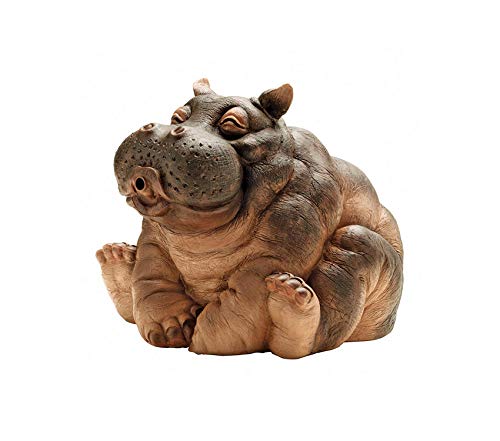 Design Toscano EU35009 Hanna The Hippo African Decor Piped Pond Spitter Statue Water Feature, full color