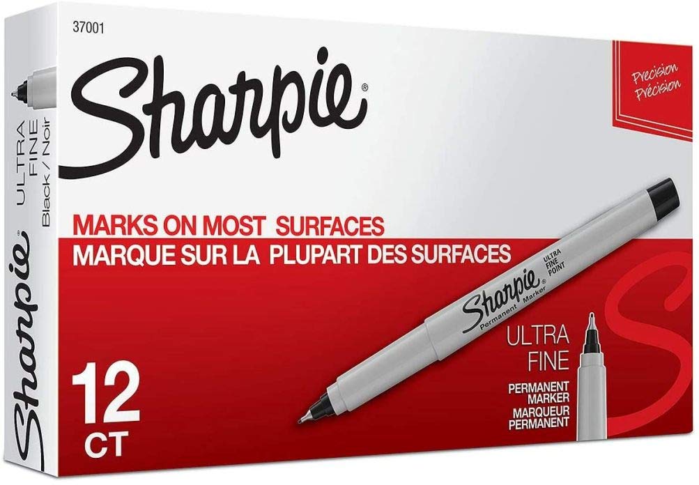 SHARPIE 37001 Permanent Markers, Ultra Fine Point, Black Color, 24 Sets of 12 Markers, 288 Markers Total