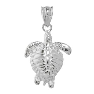 high polish 925 sterling silver good luck honu hawaiian sea turtle charm pendant