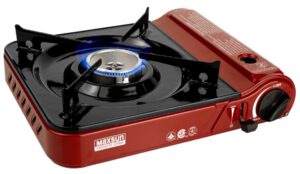 maxsun portable gas stove ms3800 (red), 9,560btu high power, camp stove, outdoor/indoor, with carrying case