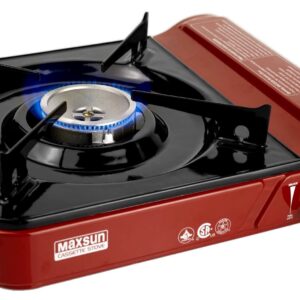 Maxsun Portable Gas Stove MS3800 (Red), 9,560BTU High Power, Camp Stove, Outdoor/Indoor, with Carrying Case