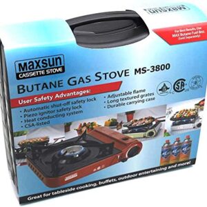 Maxsun Portable Gas Stove MS3800 (Red), 9,560BTU High Power, Camp Stove, Outdoor/Indoor, with Carrying Case